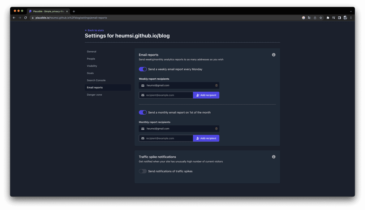 블로그에 Plausible Analytics을 사용해보기