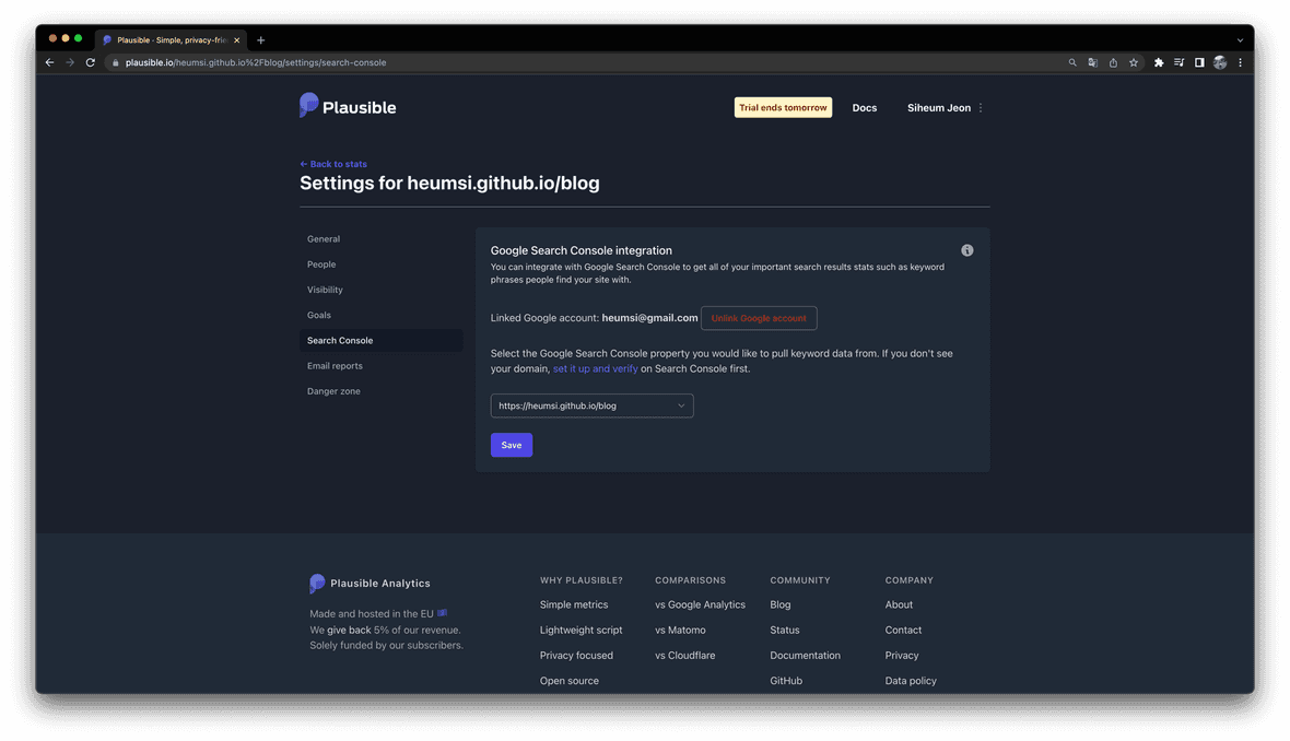 블로그에 Plausible Analytics을 사용해보기